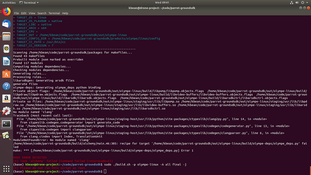 Error building olympe-linux ("task 'alchemy' failed") - ANAFI USA / Thermal / 4K - Parrot ...