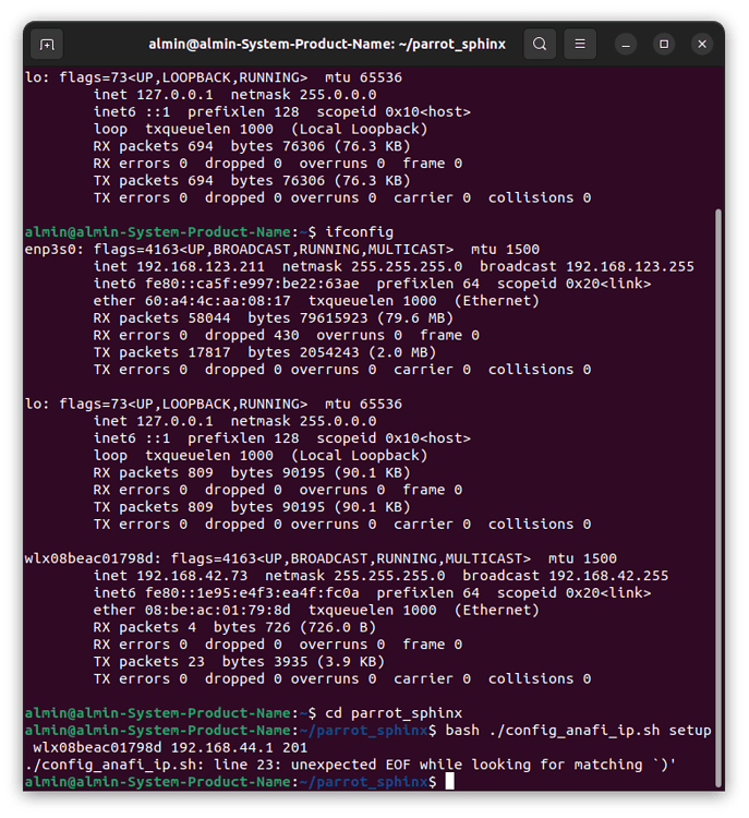 Control multiple Parrot Anafi drone, IP setting - ANAFI USA / ANAFI ...